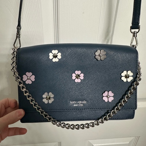 kate spade | Bags | Kate Spade Pink And Blue Floral Crossbody Bag ...